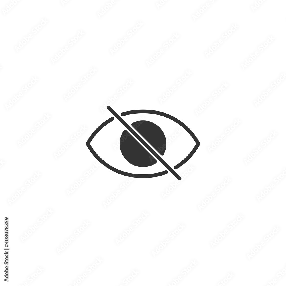Crossed eye icon. Hide symbol modern, simple, vector, icon for website ...