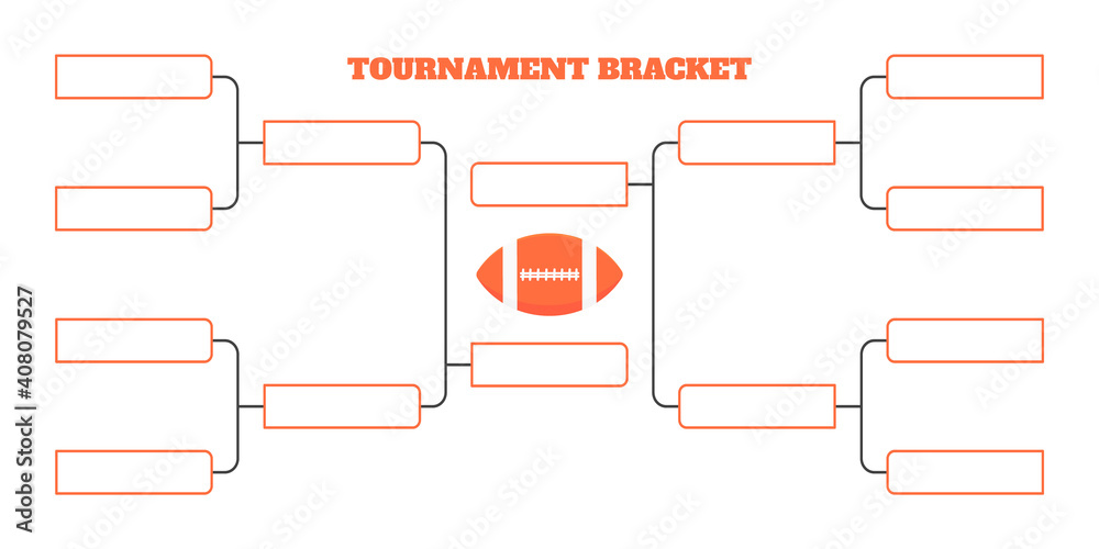 8 american football team tournament bracket championship template flat ...