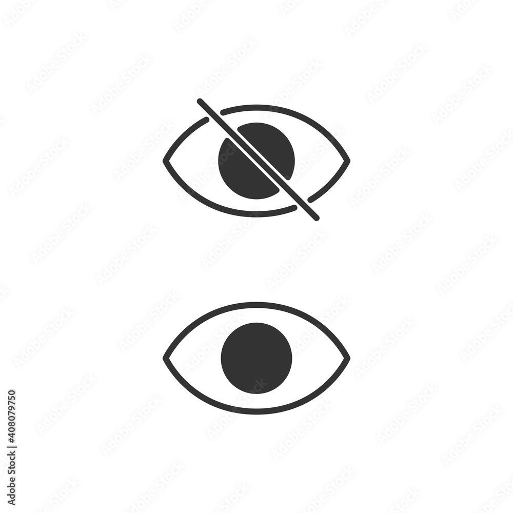 Eye and crossed eye icon. Vision symbol modern, simple, vector, icon ...