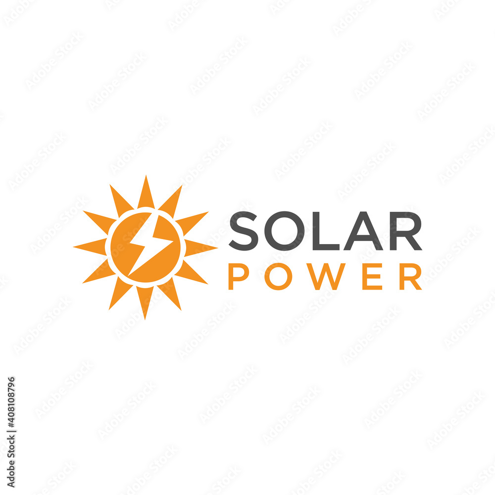 logo of solar energy icons with natural element shapes sun and ...