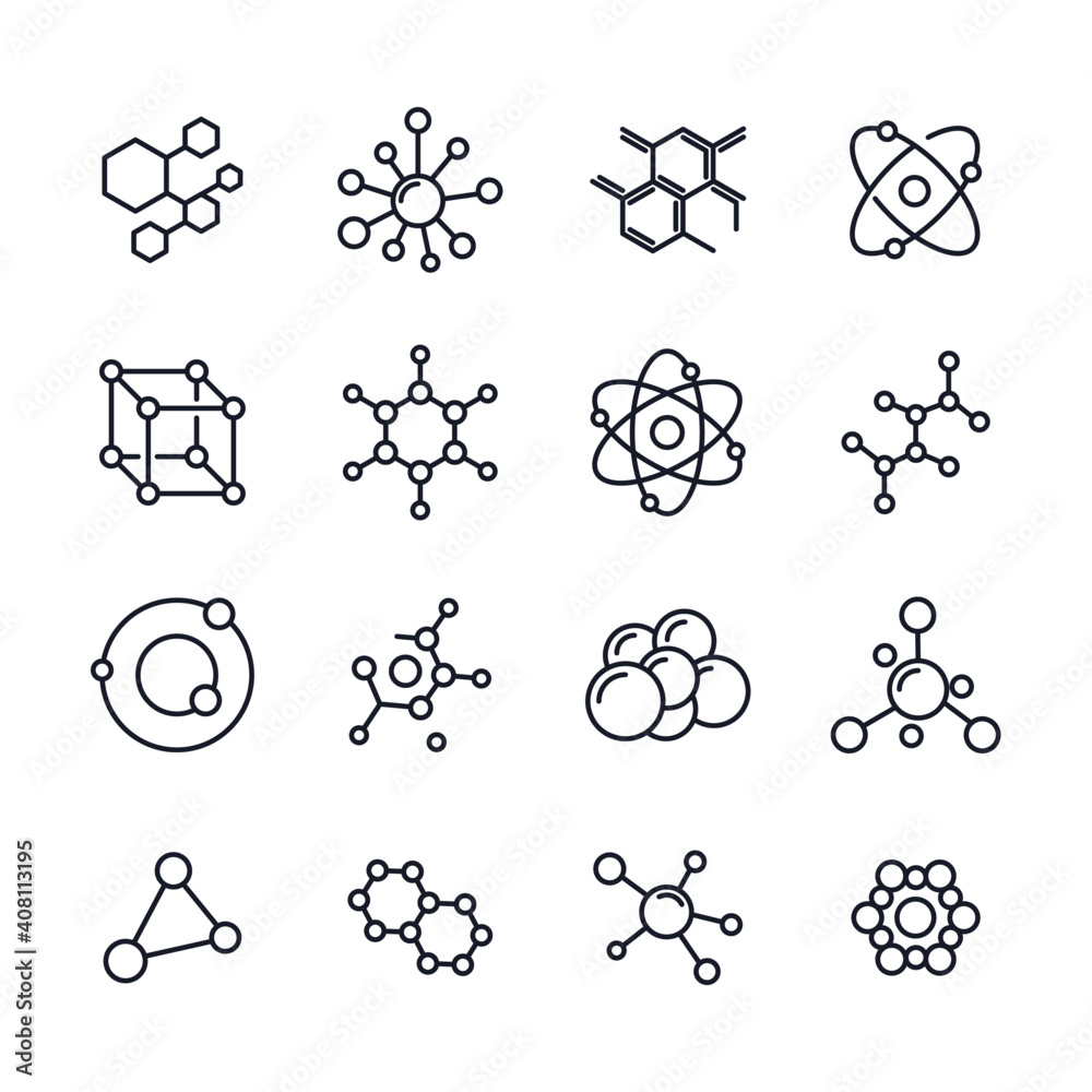 Molecule set icon template color editable. Molecule pack symbol vector ...