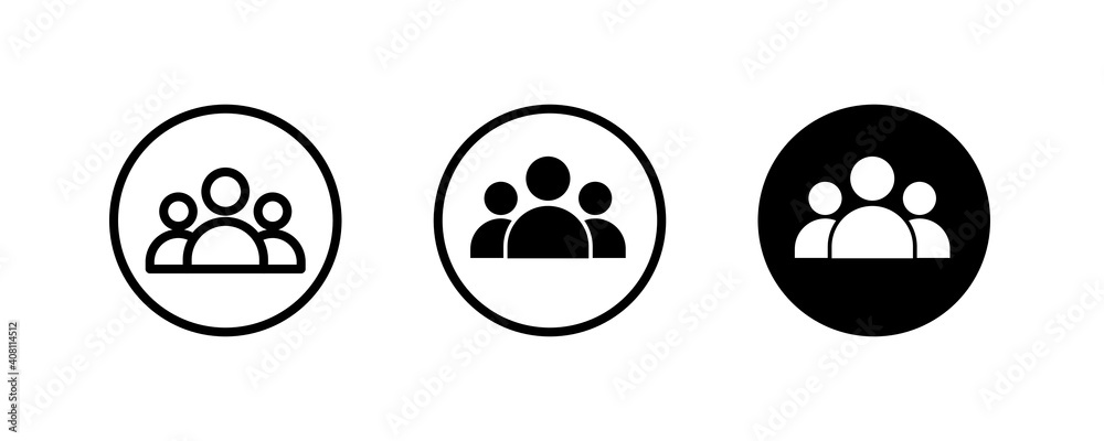 3 people line Icon isolated on white background. Crowd sign. 3 three ...