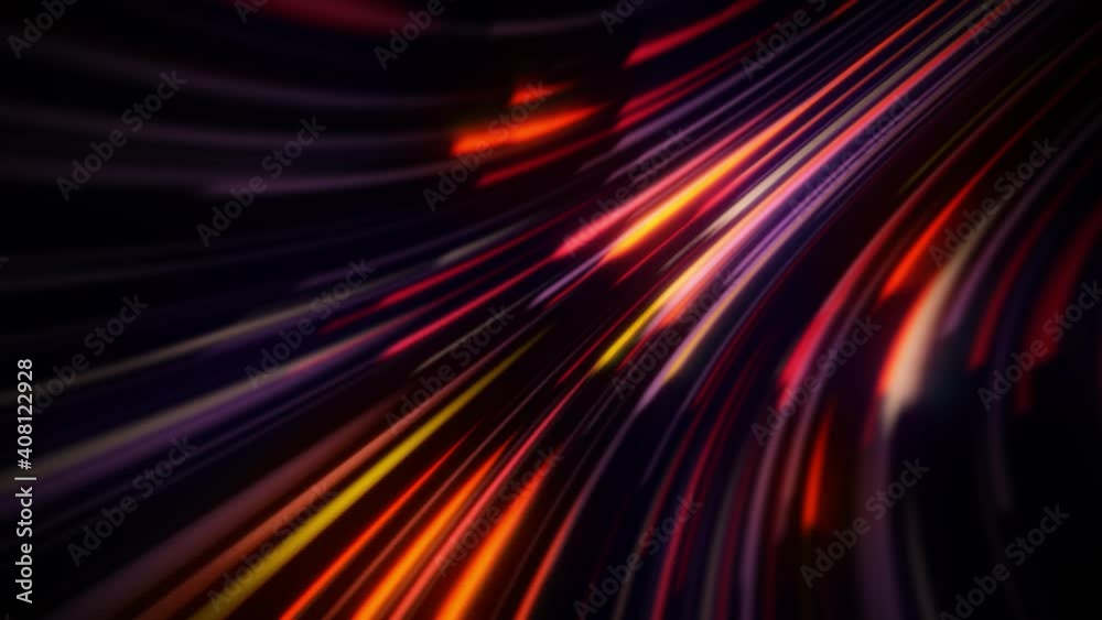 Speed of digital lights, neon glowing rays in motion into digital ...