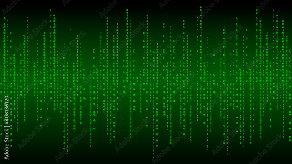 Green matrix background. Falling numbers on screen. Technology stream ...