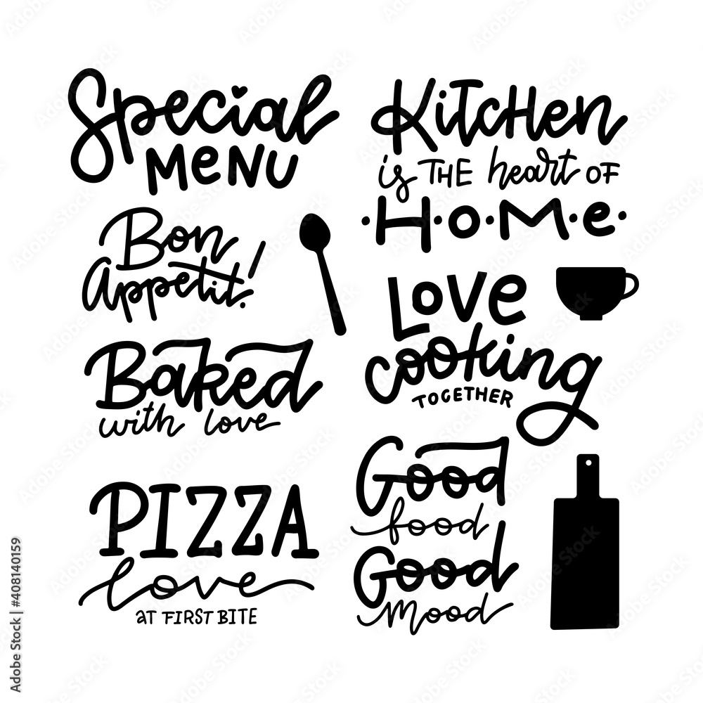 Lettering food, beverage photography overlay typography set ...