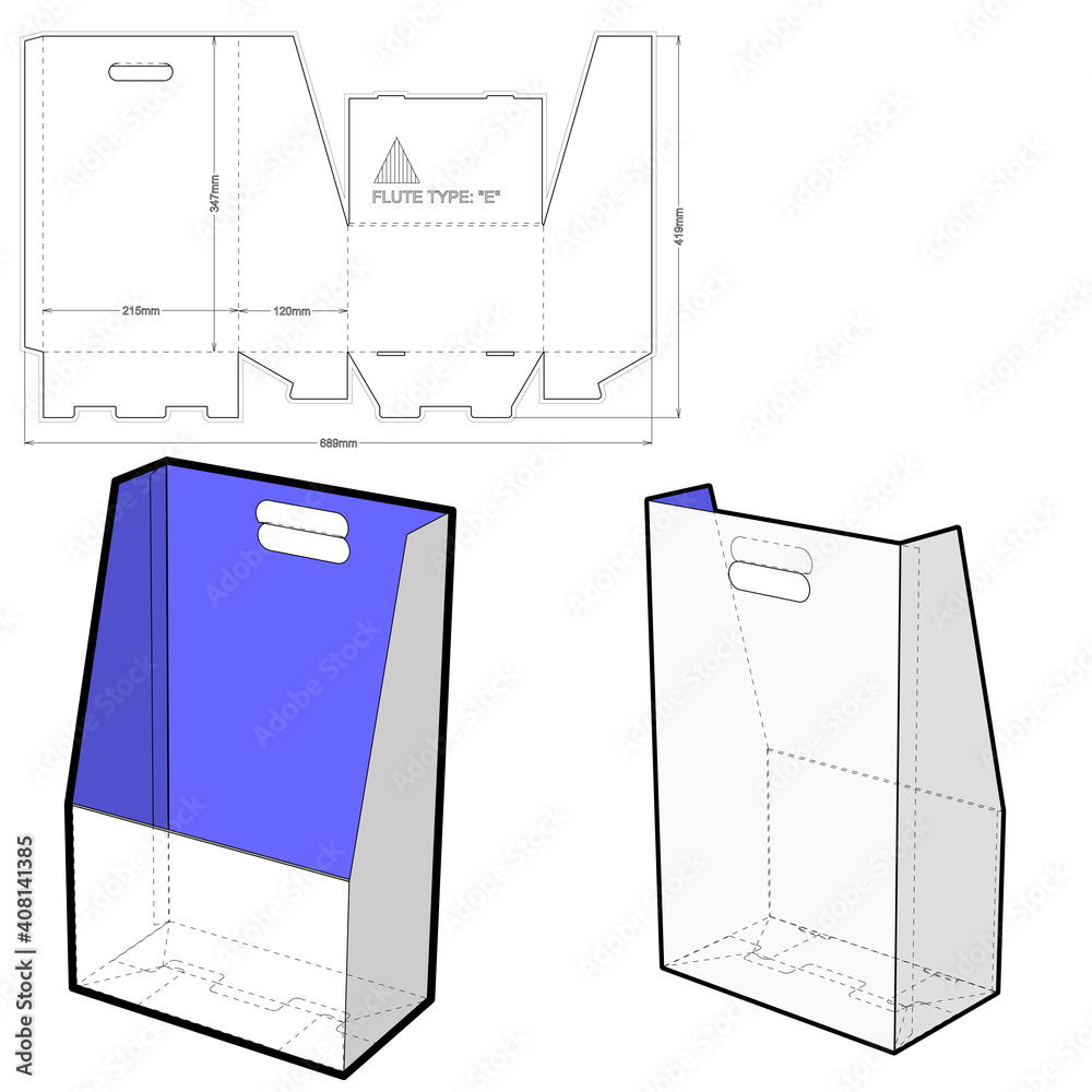 Document storage box and die cut template. The .eps file is full scale ...