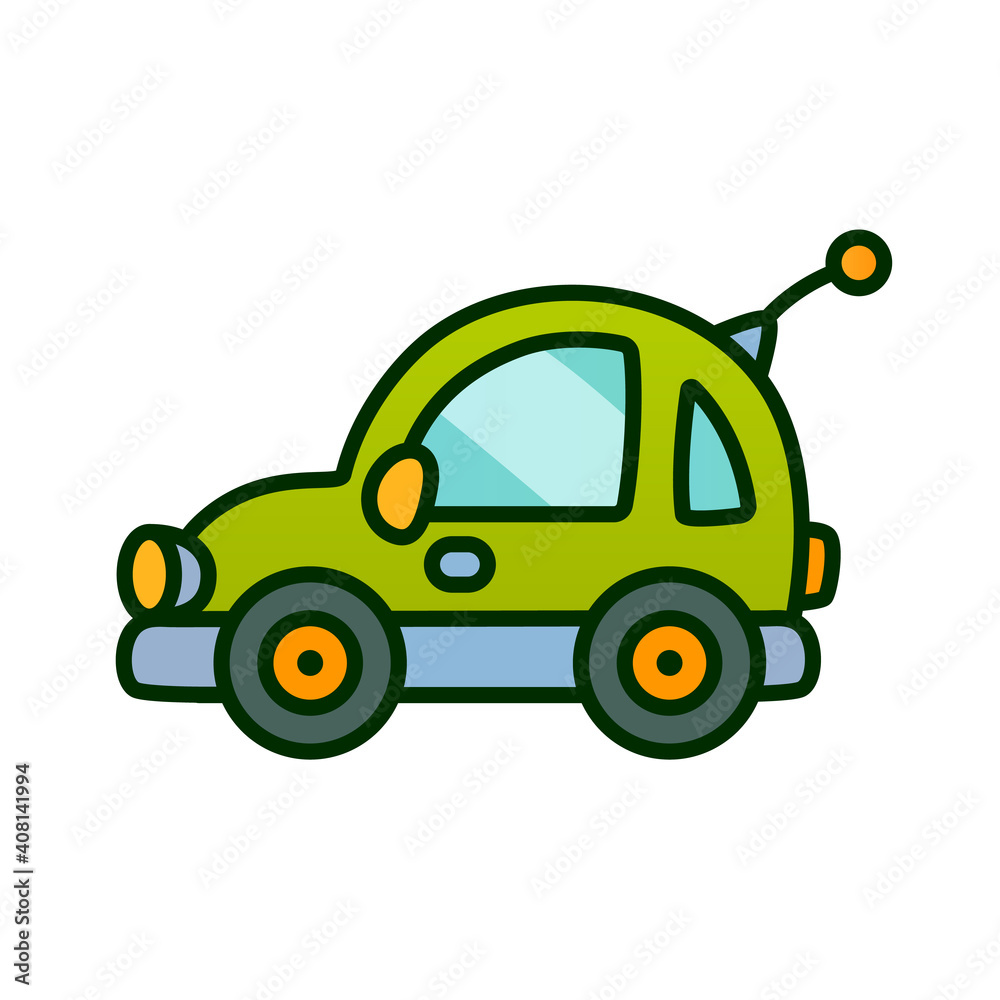 Cartoon cute green car. Icon. Vector EPS 10 Stock Vector | Adobe Stock