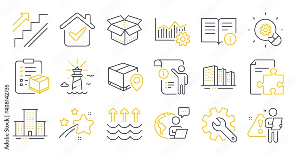 Set of Industrial icons, such as Technical info, Parcel checklist ...