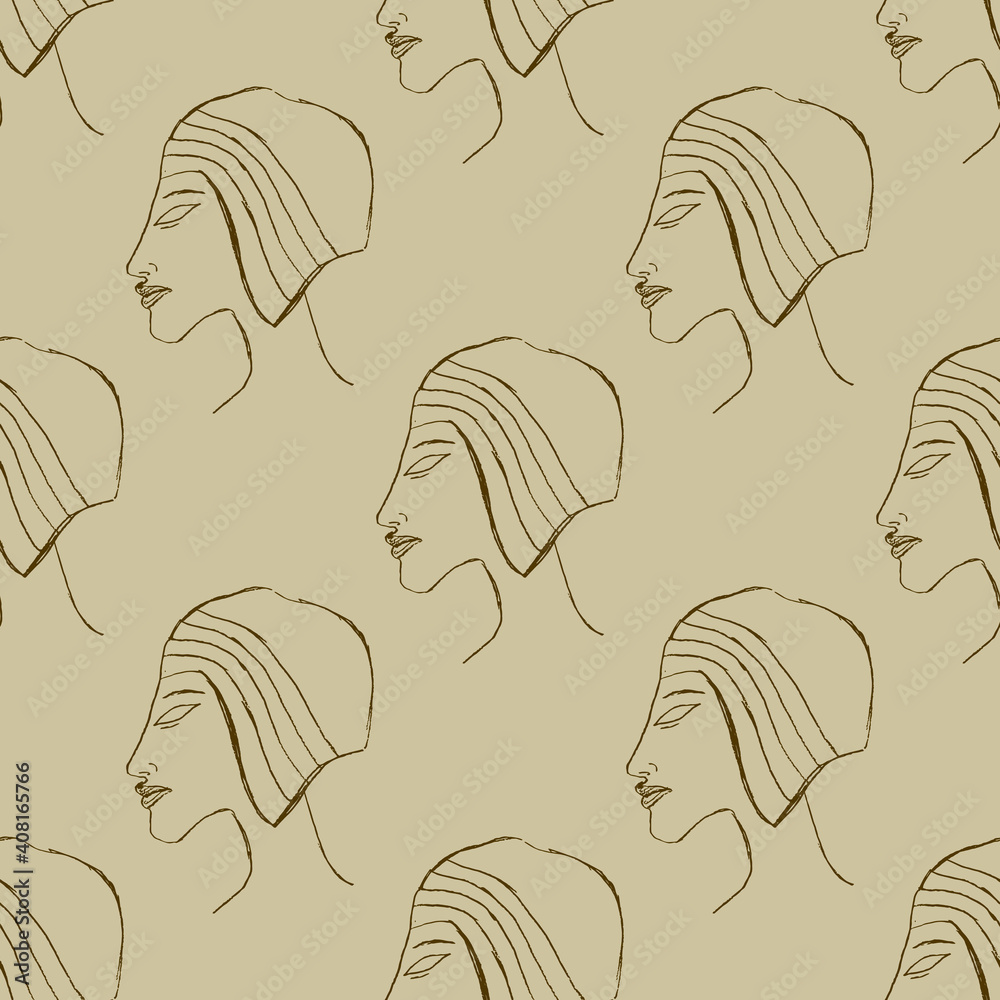 Seamless repeating pattern with heads of ancient Egyptian pharaoh ...