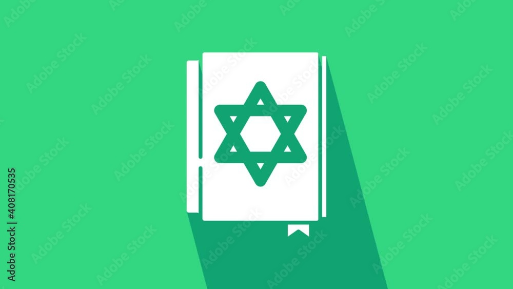 Vídeo do Stock: White Jewish torah book icon isolated on green ...