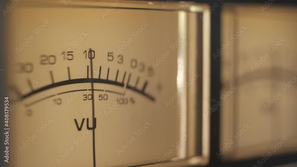 Audio signal levels monitoring audio console on classic sound amplifier ...