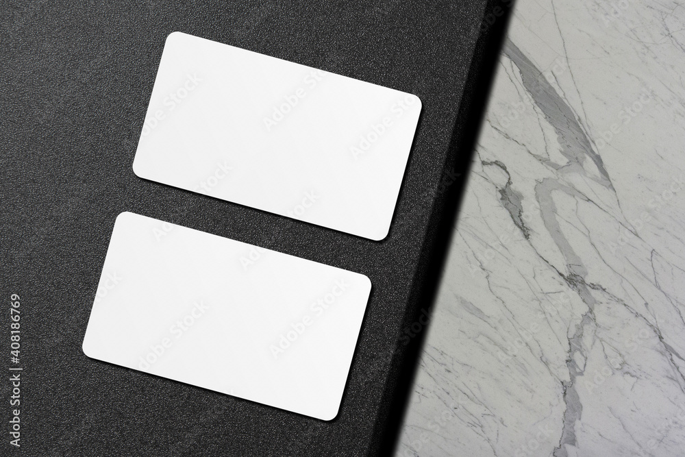 Realistic blank rounded corner business card illustration for mockup ...