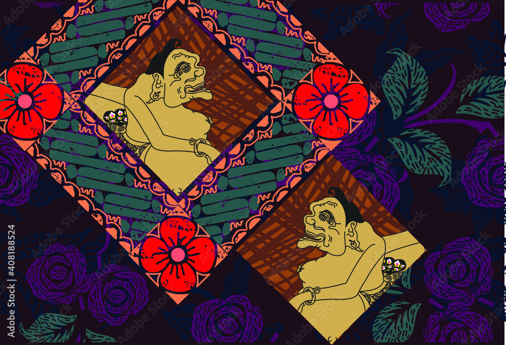 Indonesian batik motifs by displaying a very distinctive wayang kulit ...