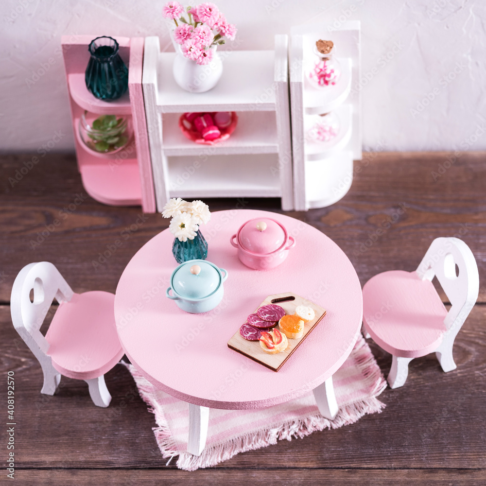 miniature table with h chairs in the living room, living room interior ...