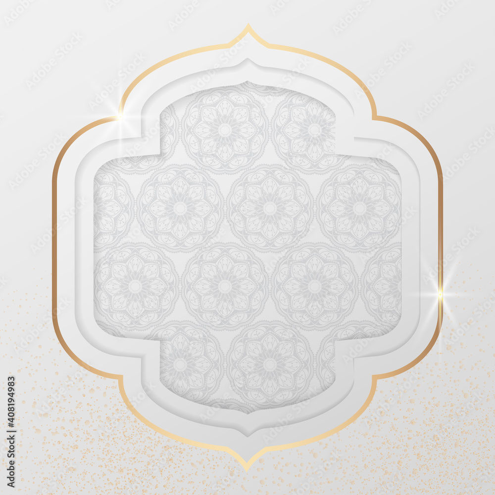Arabic pattern in a shiny gold frame vector Stock Vector | Adobe Stock