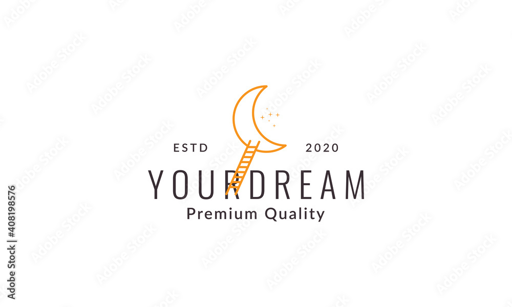 moon line with stair star logo symbol icon vector graphic design Stock ...