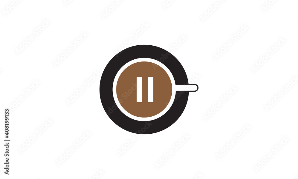 coffee cup with icon pause logo symbol icon vector graphic design Stock ...