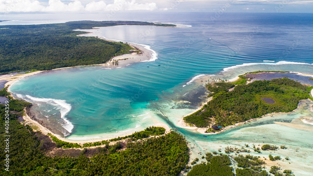 Aerial Drone Island View & World-Class Waves in Tropical Islands ...