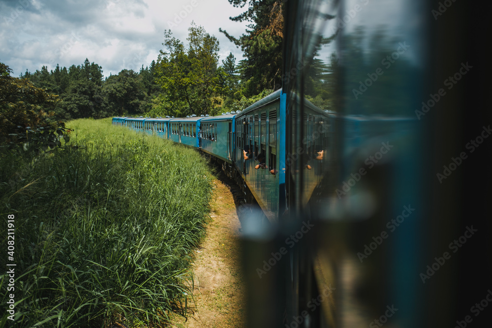 Train in Sri Lanka. Train running through the forest Stock Photo ...