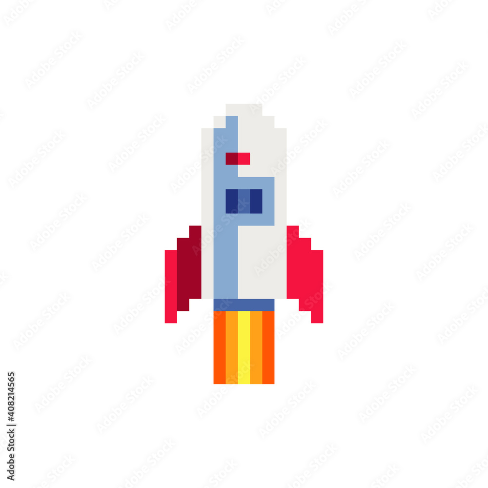 Rocket. Pixel art icon. Astronautics symbol. Space exploration ...
