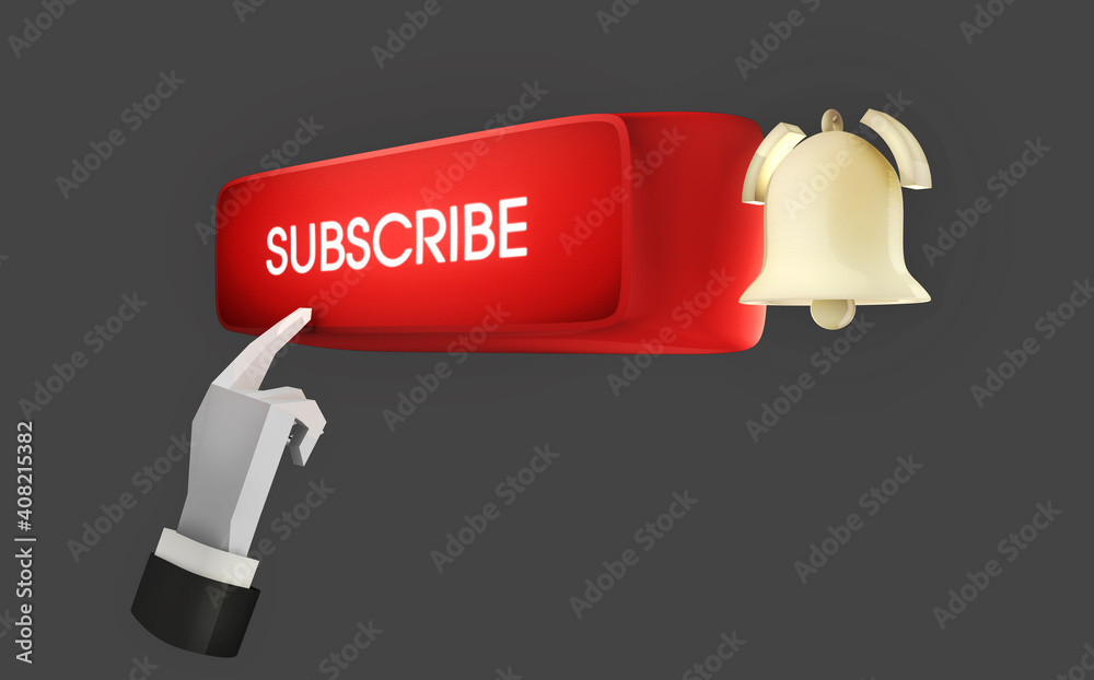 Subscribe call to action button 3D rendering template for your social ...