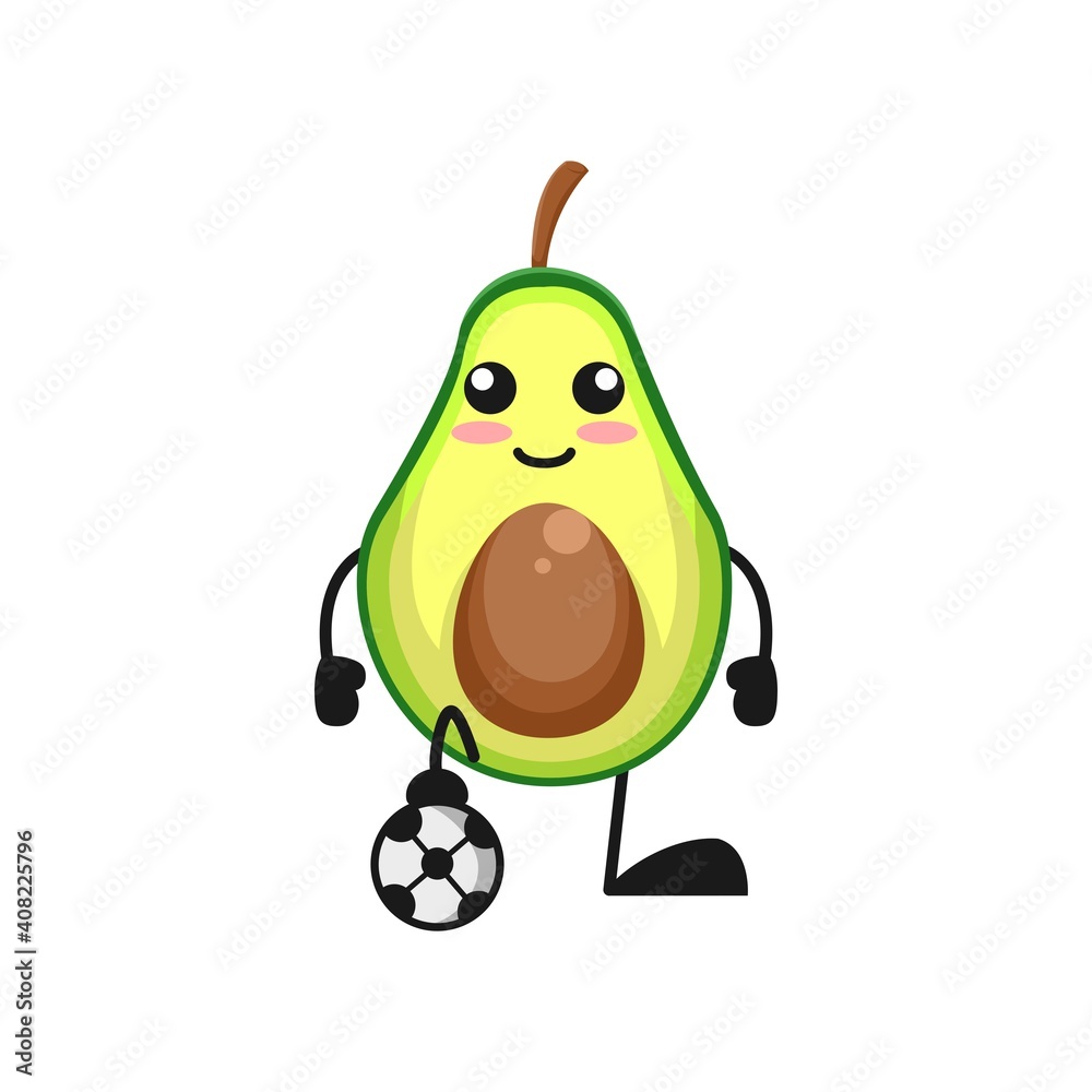 vector illustration of cute avocado fruit sport or character play ...