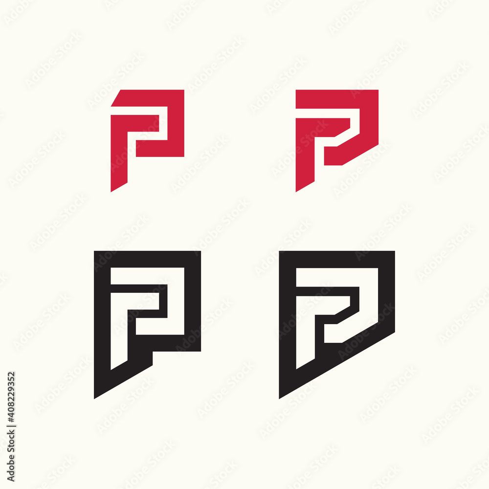 Letter P2 concept red black vector illustration Stock Vector | Adobe Stock