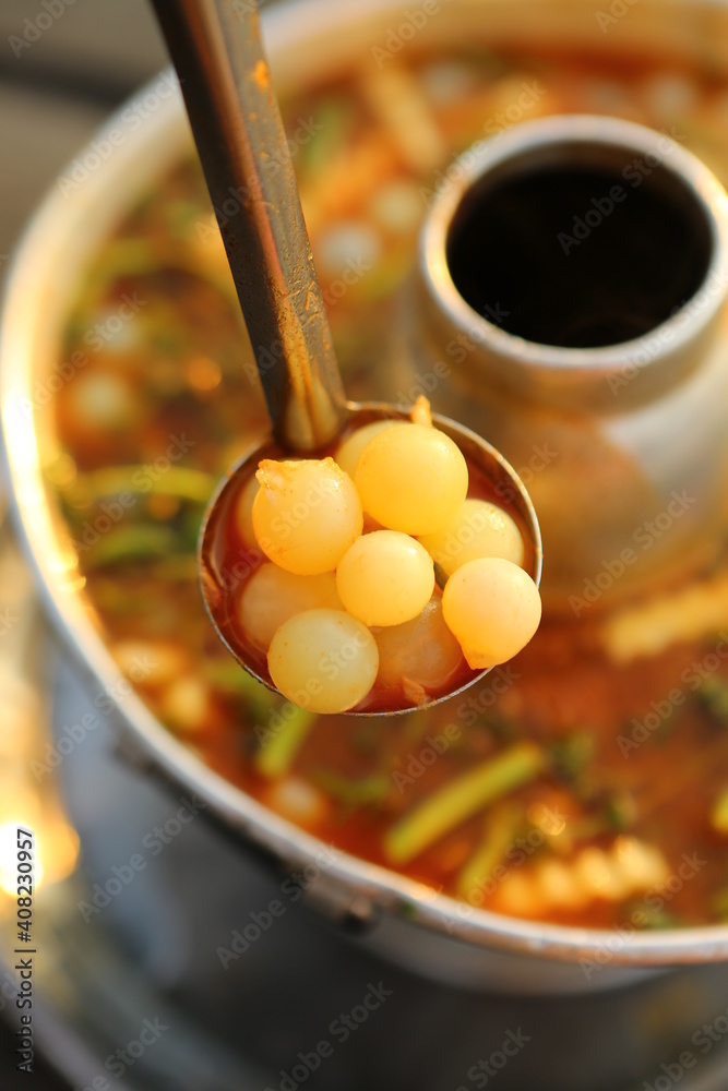 Ryukyu Roe cooked with Thai spicy soup Stock Photo | Adobe Stock