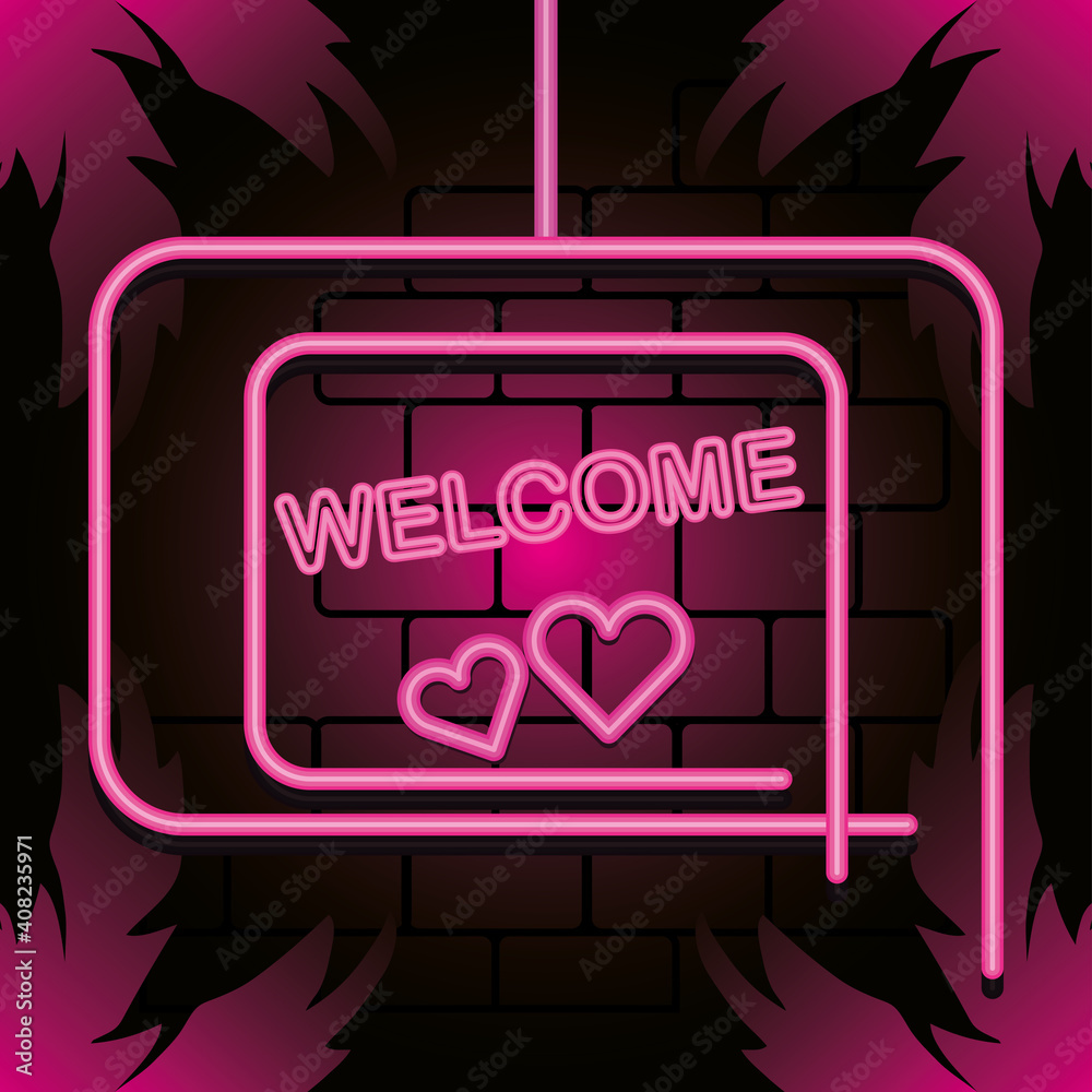 Neon pink welcome banner frame vector design Stock Vector | Adobe Stock
