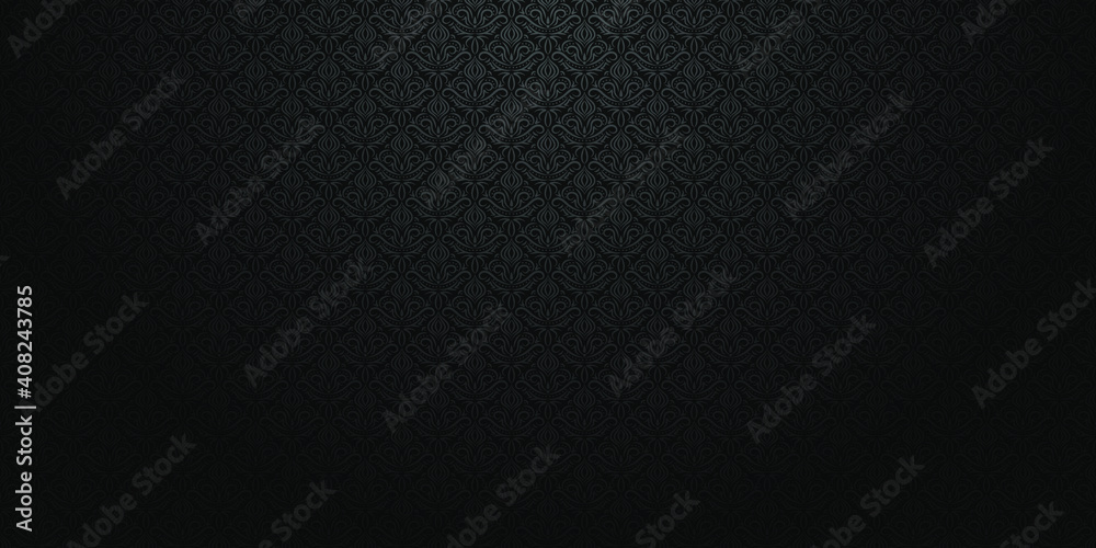 Victorian pattern with floral ornament elements Dark black texture ...