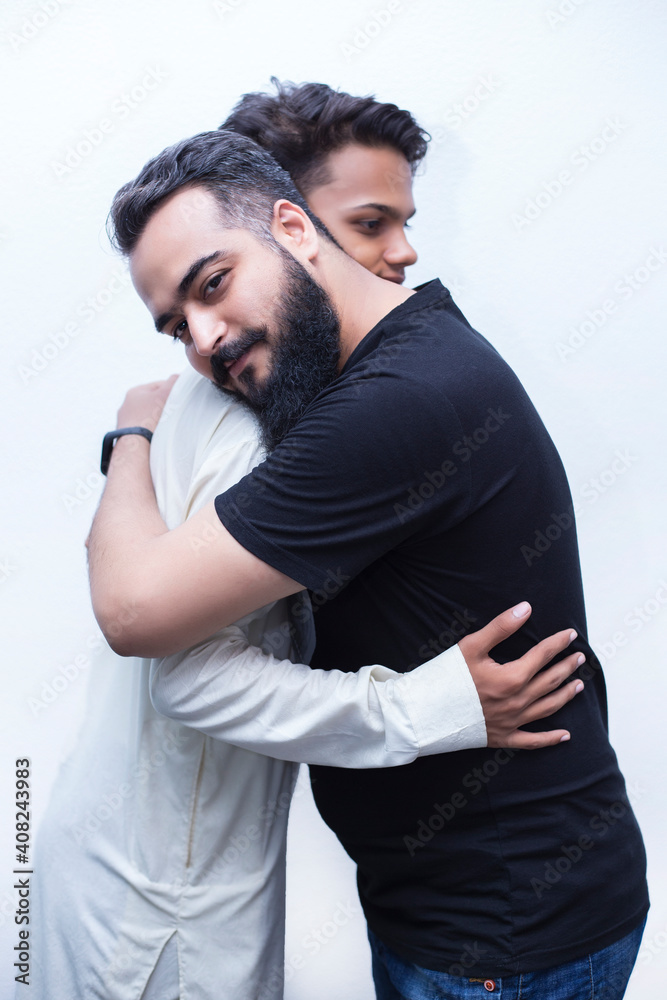 Muslims hug with each other after Eid prayer, Muslim Arabic brothers ...