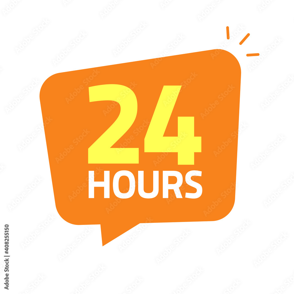 24hrs icon banner vector illustration, 24 hours open tag or working ...