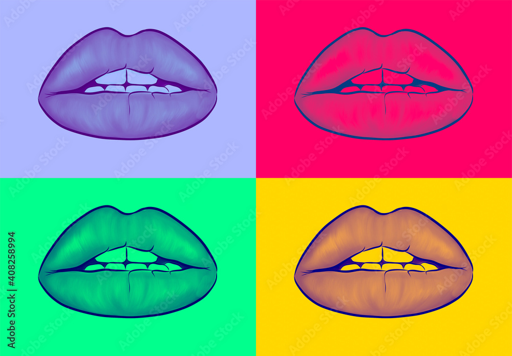 cartoon lips pop art background wallpaper valentine Stock Illustration ...
