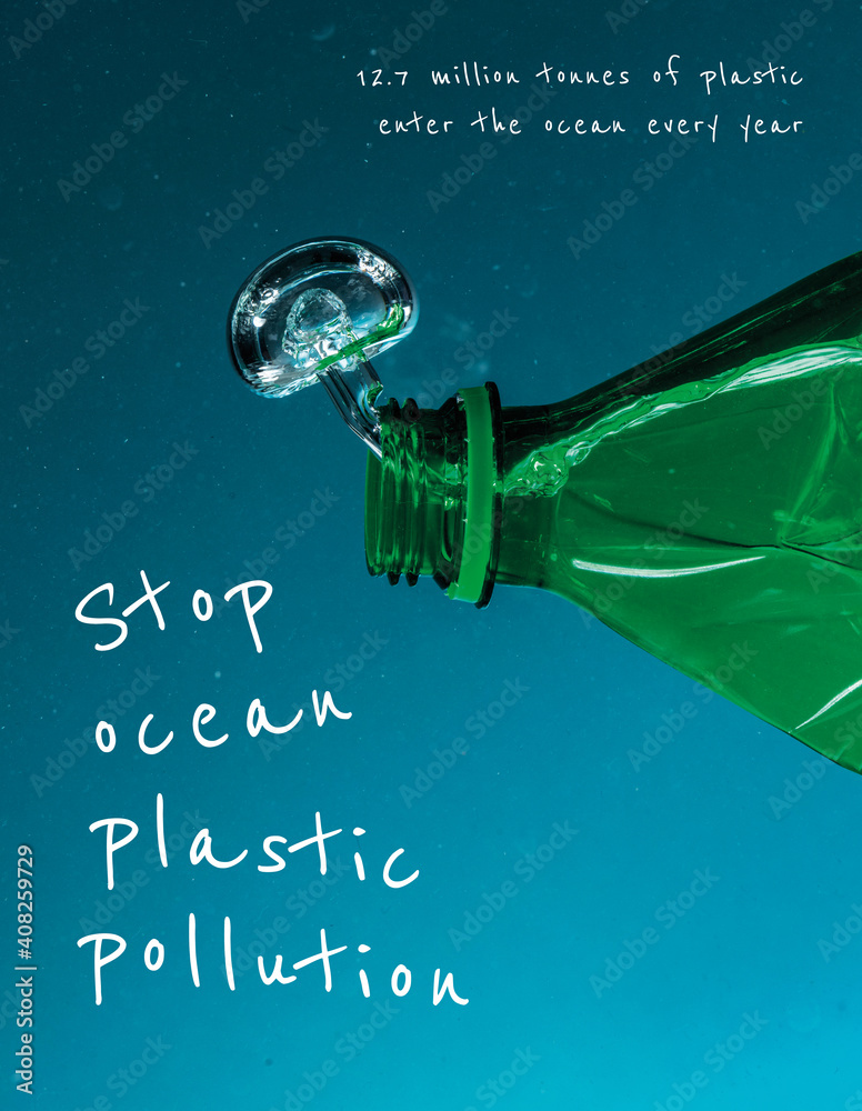 Stop ocean plastic pollution poster Stock Photo | Adobe Stock