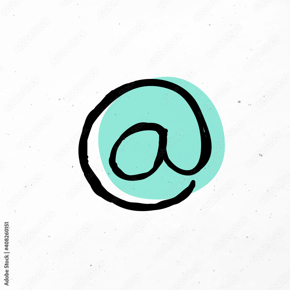 Green @ at sign email doodle icon Stock Illustration | Adobe Stock