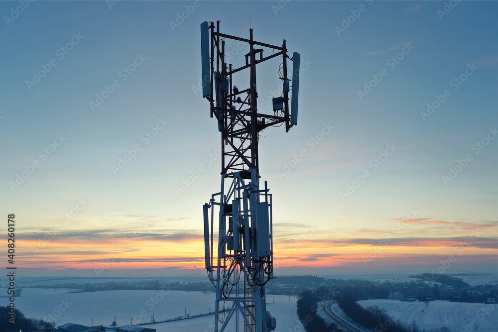 Telecommunication tower of 4G and 5G cellular. Base Station or Base ...