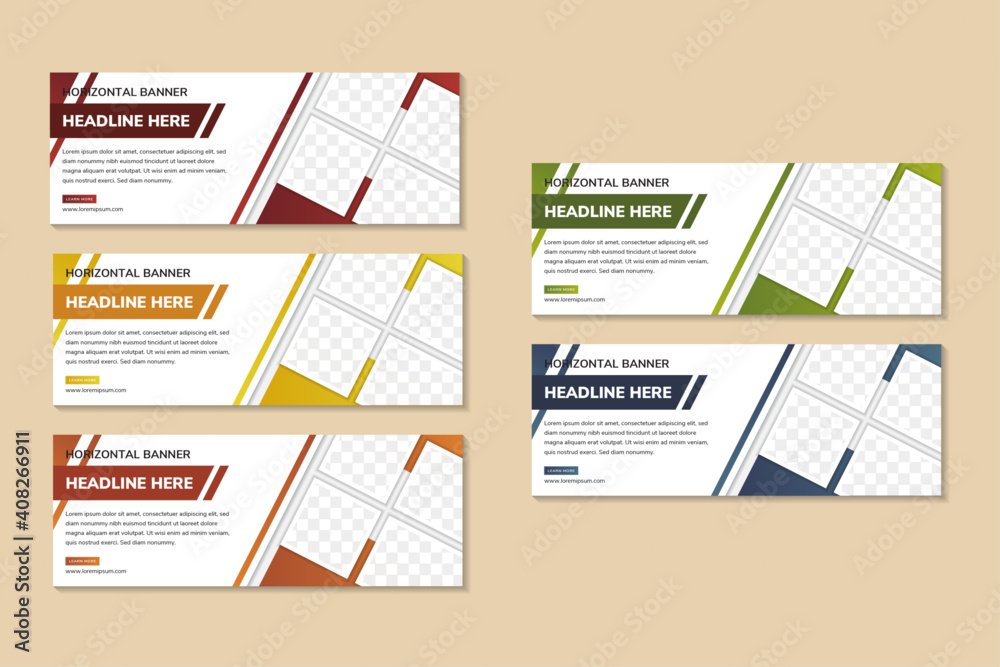 Set of abstract geometric banner template. Horizontal layout combined ...