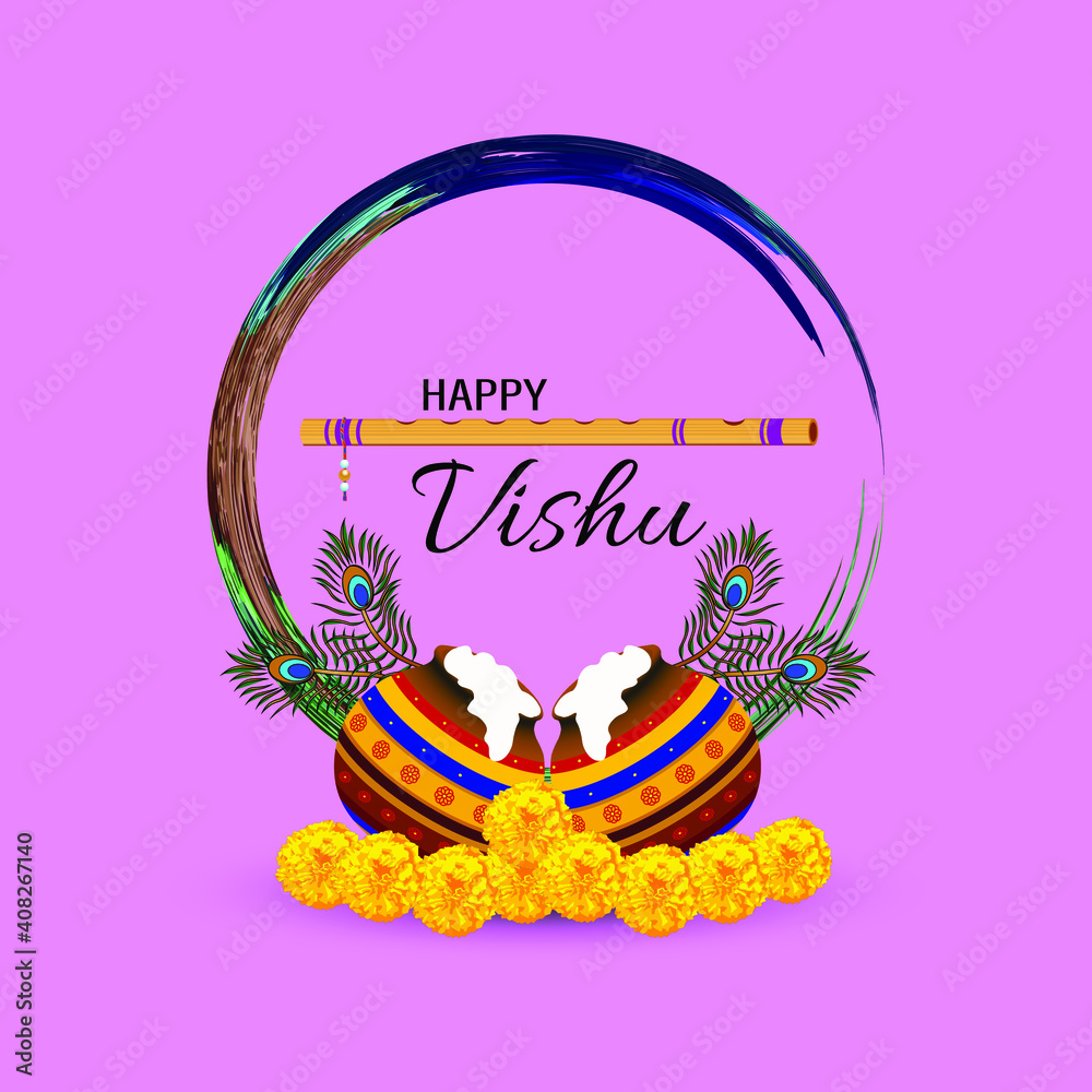 Happy Vishu, Kerala festival with Vishu Kani,vishu flower Fruits and ...