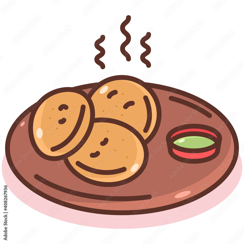 Puri indian food vector cartoon illustration isolated on a white ...