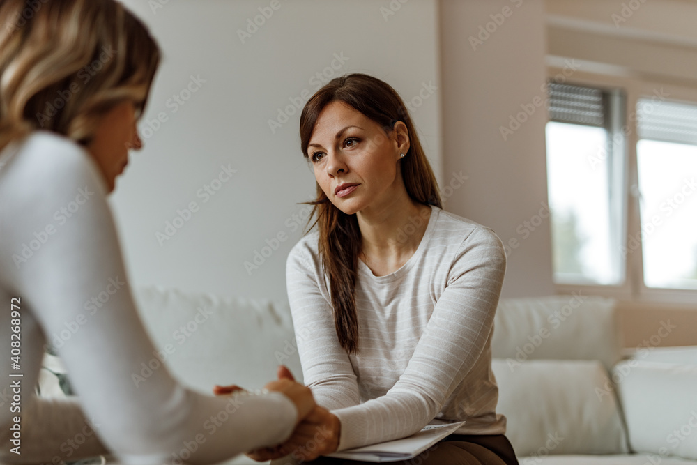 Helping about solving her problems with mental health. Stock Photo ...