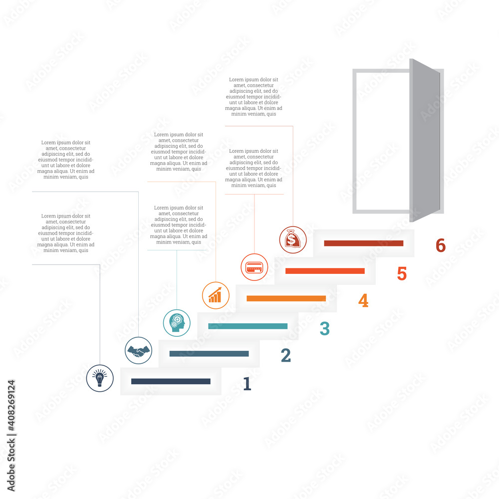 Ladder of success, leading up to an open door. Successful business ...