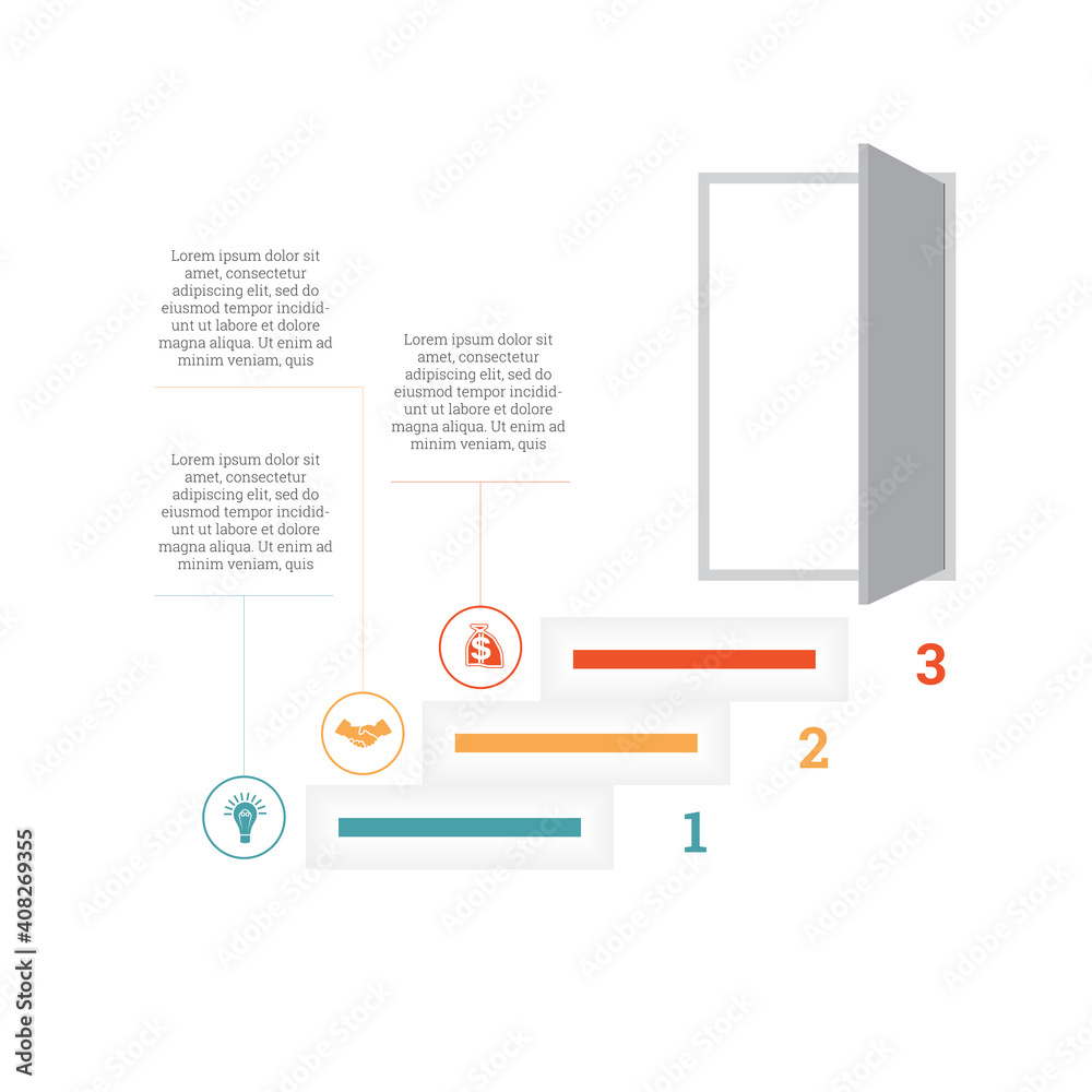 Ladder of success, leading up to an open door. Successful business ...