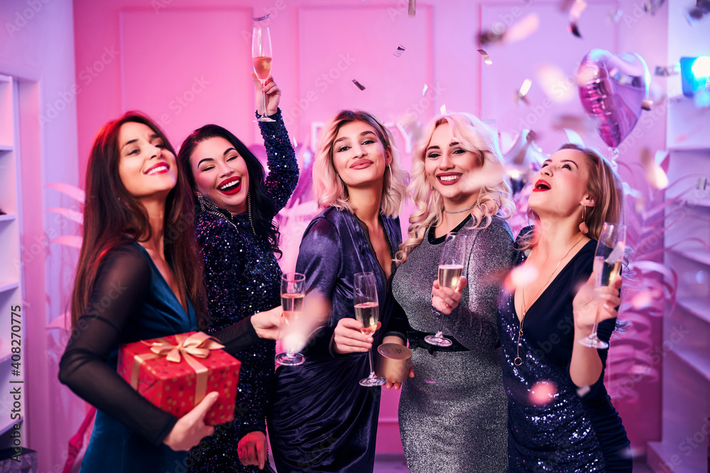 Birthday girl and her colleagues enjoying the office party Stock Photo ...