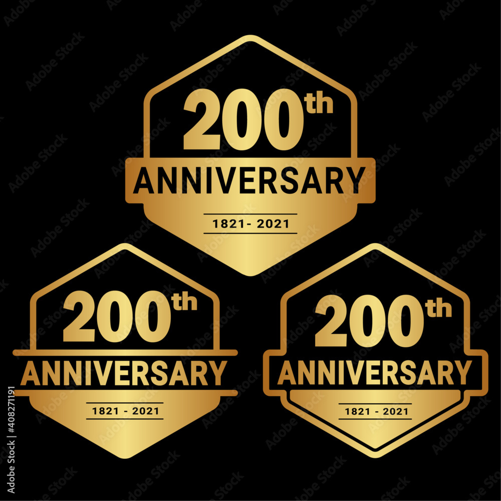 200 years anniversary set. 200th celebration logo collection. Vector ...