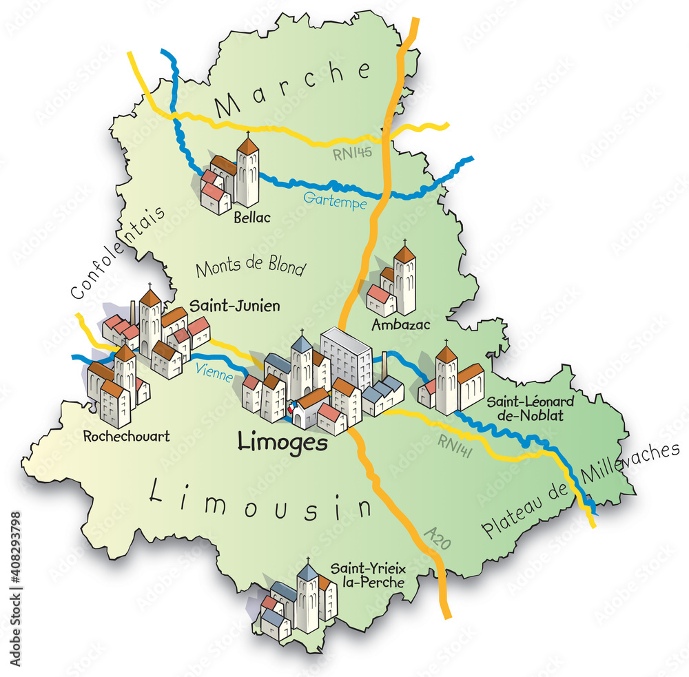 87 Carte du département de la Haute-Vienne Stock Vector | Adobe Stock