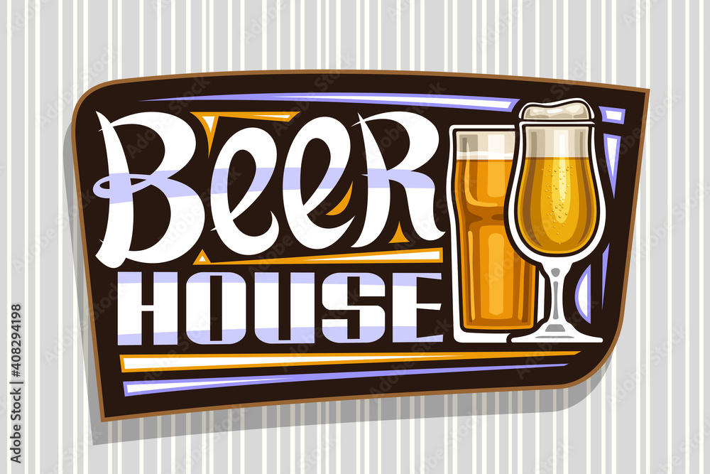 Vector logo for Beer House, dark decorative sign board with ...