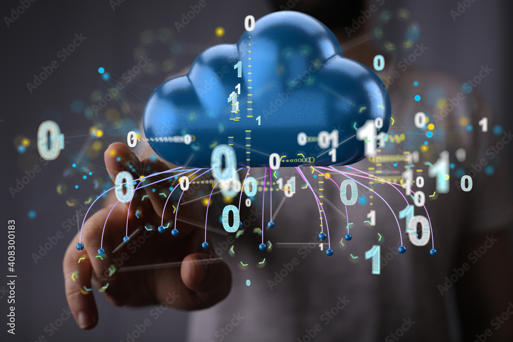 Data cloud storage network from lines, triangles and particle style design. 3d Stock Photo ...