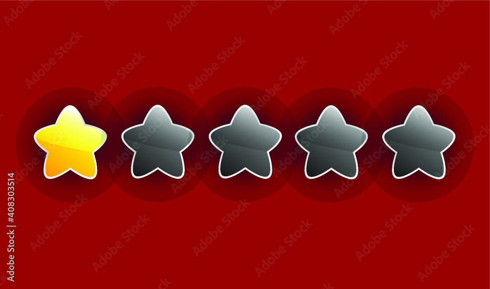 Design of rating scale with yellow and grey stars on claret background ...