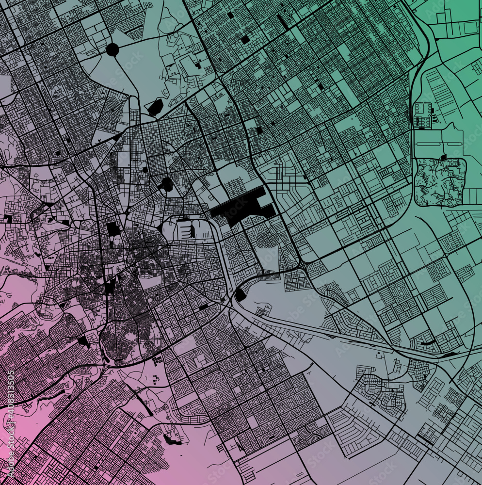Riyadh, Ar Riyad, Saudi Arabia (SAU) - Urban vector megacity map with ...