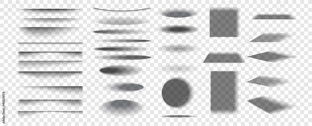 Poster Set of realistic shadows of different shapes on transparent ...